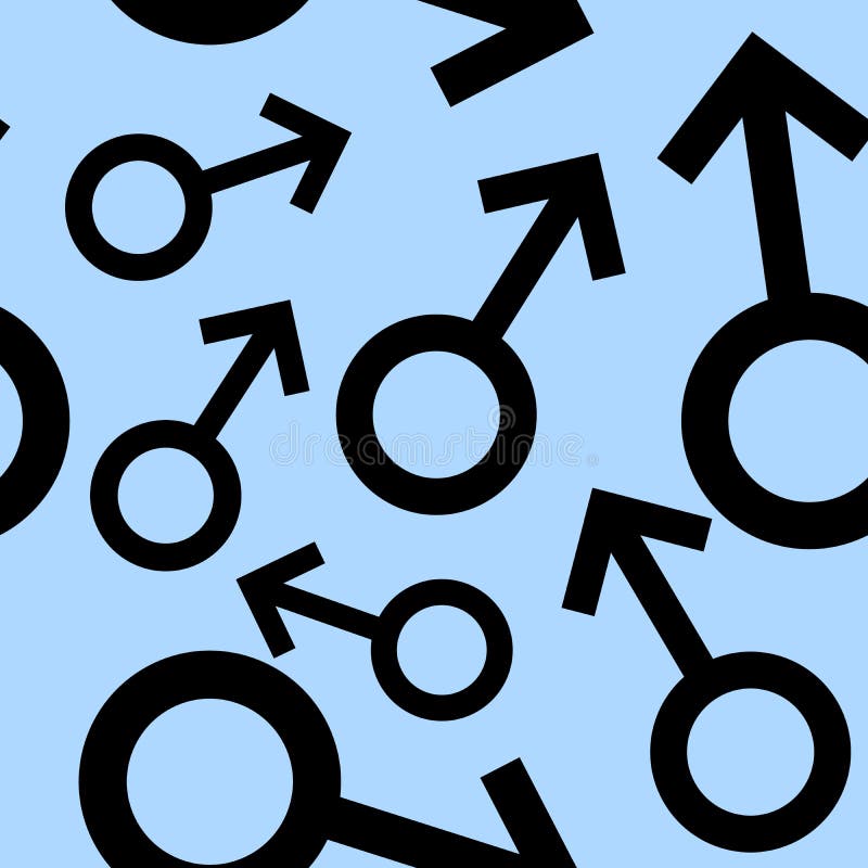 Seamless Pattern with the Black Male Symbols. Male Signs Different ...