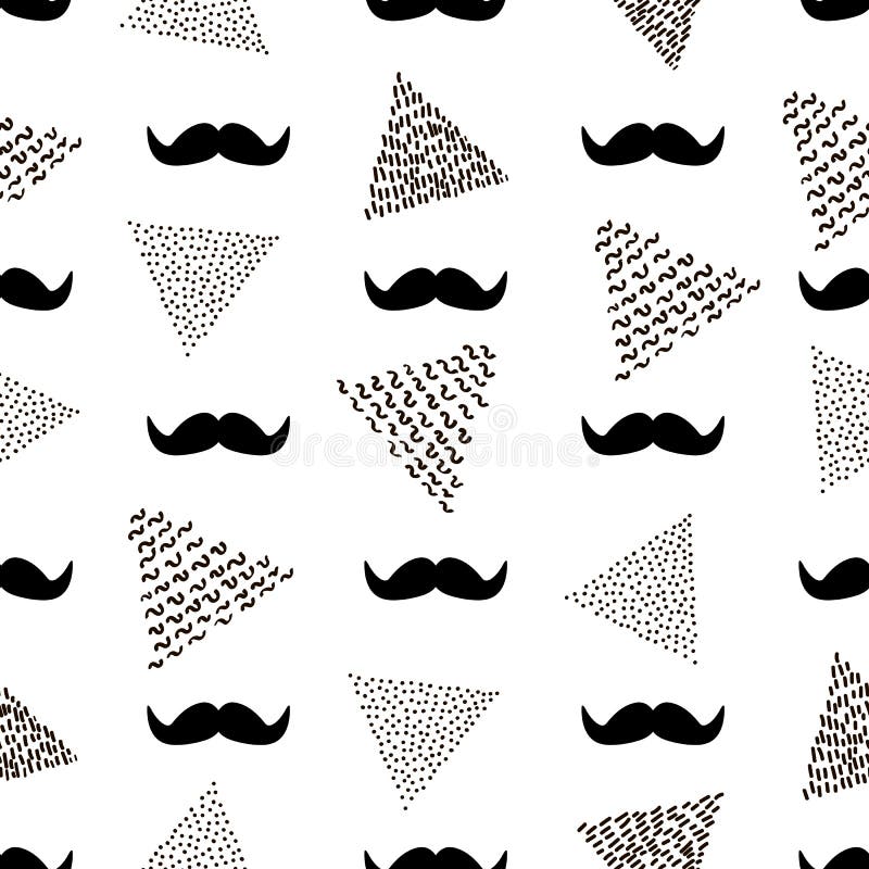 Seamless Pattern with Black Mustache and Triangles. Stock Vector ...