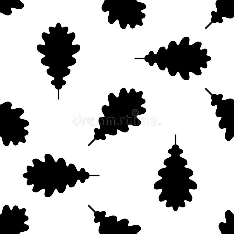 Seamless Pattern of Black Oak Leaves Stock Vector - Illustration of ...