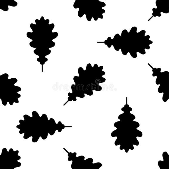 Seamless Pattern of Black Oak Leaves Stock Vector - Illustration of simple, pattern: 374743220