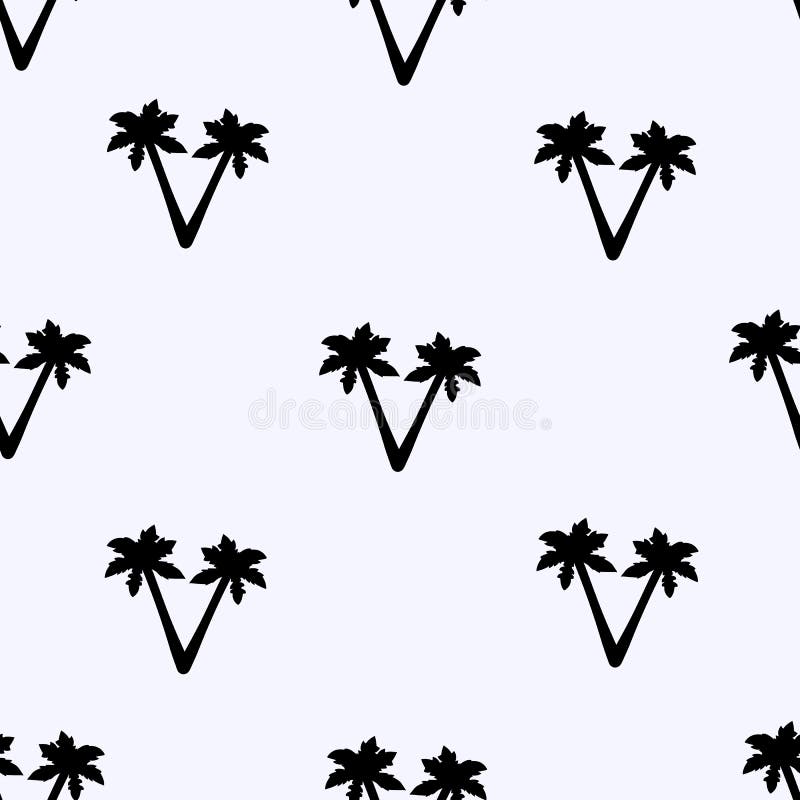 Seamless Pattern with Black Palm Trees. Stock Vector - Illustration of ...