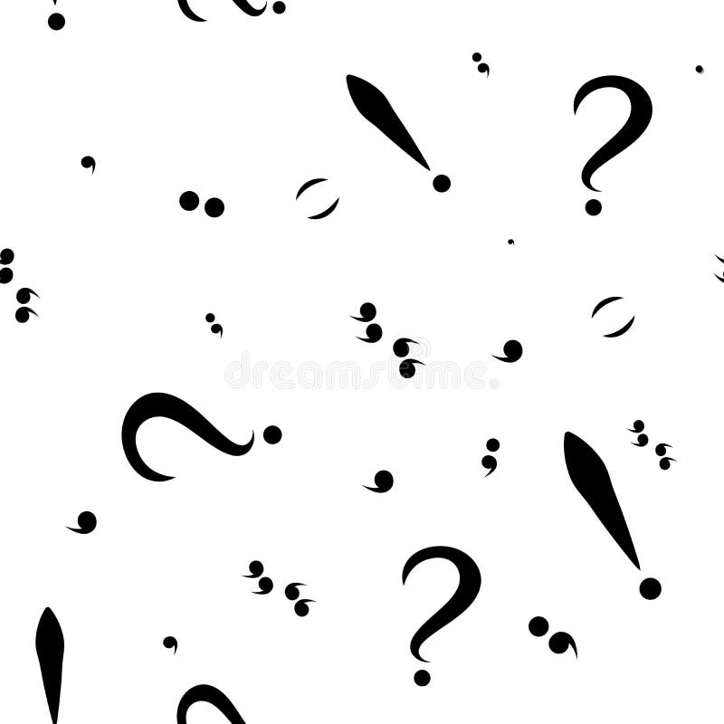 Seamless Pattern with Black Punctuation Marks. White Background. Vector ...