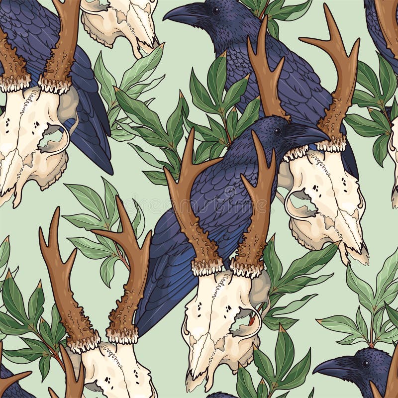 Deer Skull Bird Stock Illustrations – 84 Deer Skull Bird Stock ...