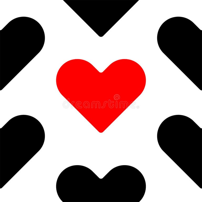 Seamless Pattern with Black and Red Hearts. Vector Illustration. Stock ...