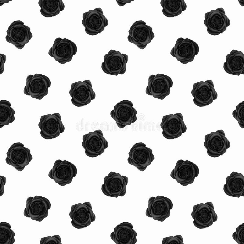 Seamless Pattern of Black Roses Stock Illustration - Illustration of ...
