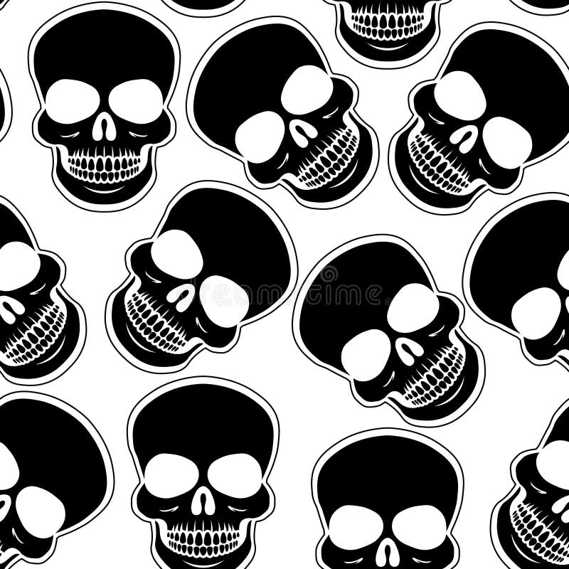 Black Skulls Seamless Pattern. Stock Vector - Illustration of scalable ...