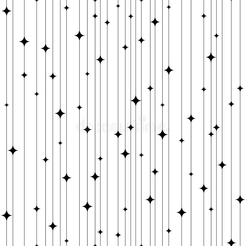 Seamless Pattern. Black Star and Line on White Background. Repeated ...