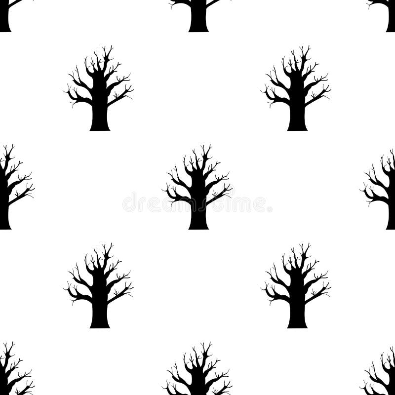 Seamless Pattern with Black Trees. Stock Vector - Illustration of ...