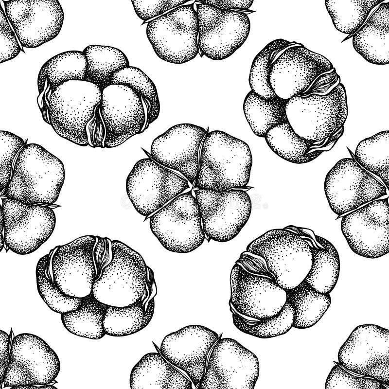 Seamless Pattern with Black and White Cotton Stock Photo - Image of ...