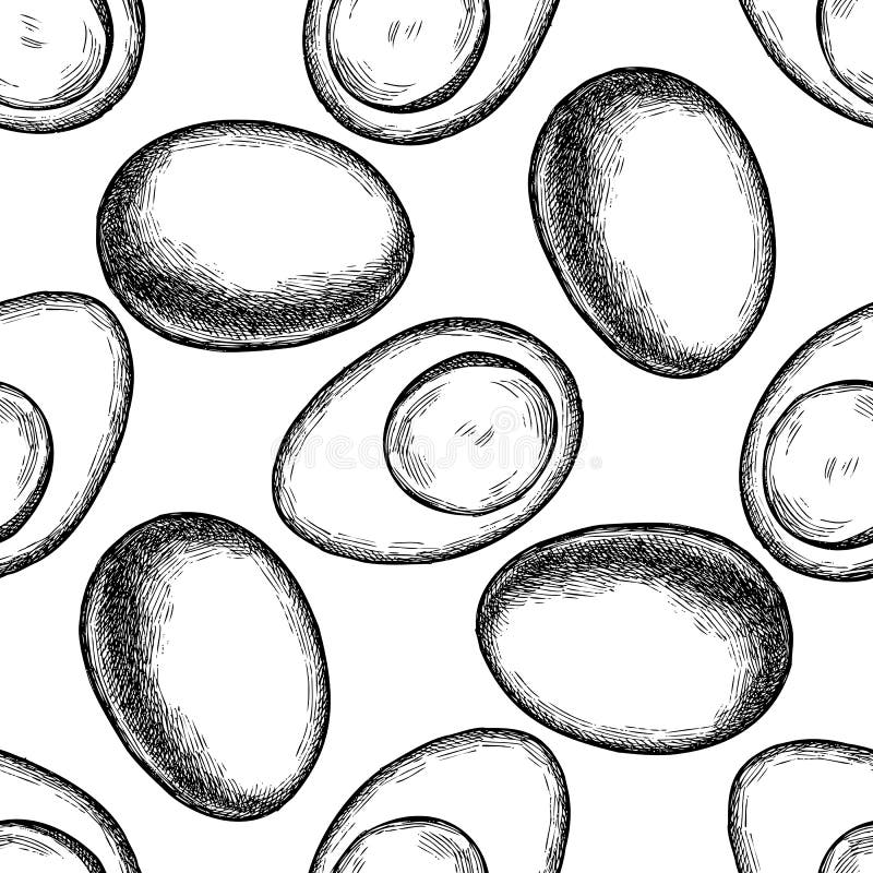 Seamless Pattern with Black and White Eggs Stock Vector - Illustration ...