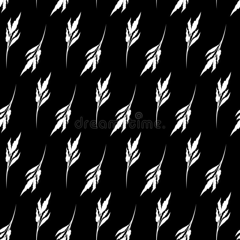 Seamless Pattern Black and White Reed Background Stock Vector ...