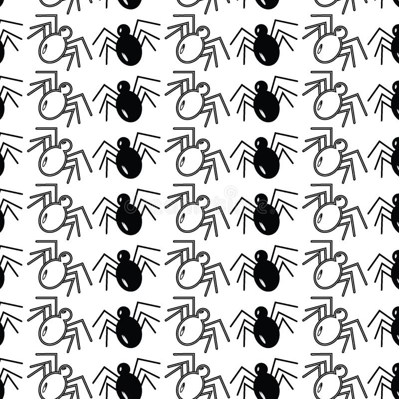 Seamless Pattern of Spiders with Contour Drawing Elements. Abstract ...