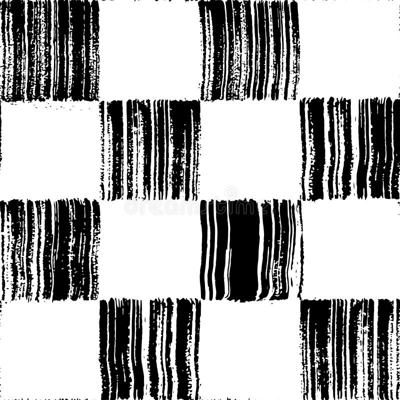 Seamless Pattern with Black and White Squares. Hand Drawn Illustration ...