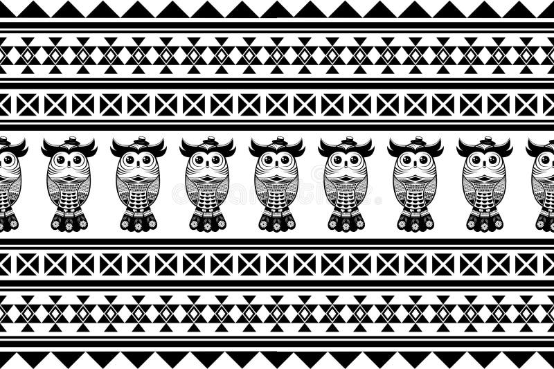 Seamless Pattern with Black and White Tribal Animals. Stock Photo ...