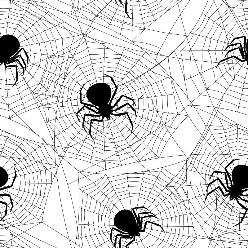 Seamless Pattern with Black Widow Spiders. Stock Vector - Illustration ...