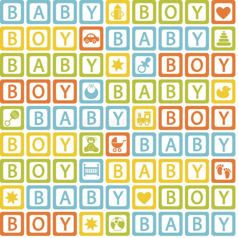 Seamless Pattern with Blocks Baby Boy Stock Vector - Illustration of ...