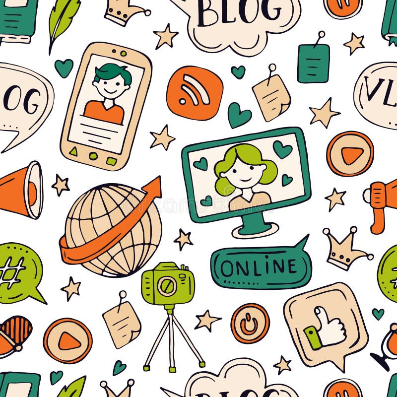 Seamless pattern blogging stock vector. Illustration of education ...