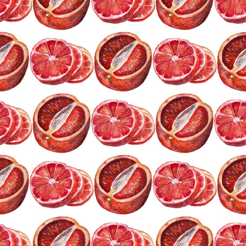 Seamless Pattern with Blood Oranges Stock Illustration - Illustration ...