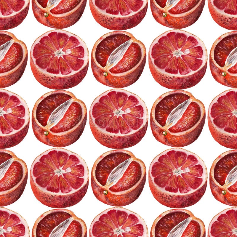 Seamless Pattern with Blood Oranges Stock Illustration - Illustration ...