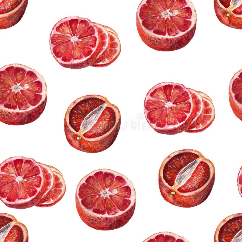 Seamless Pattern with Blood Oranges Stock Illustration - Illustration ...