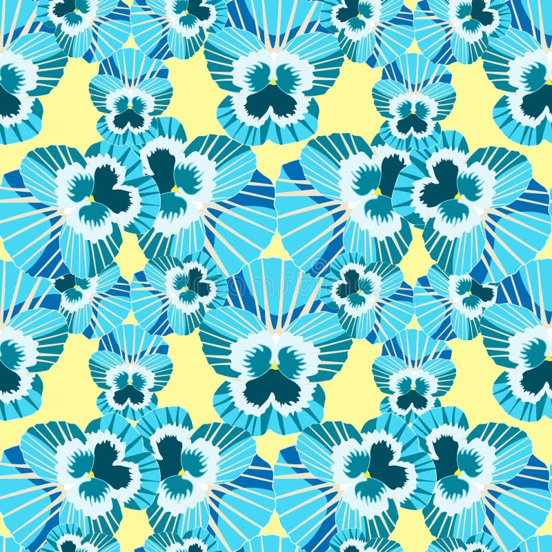 Seamless Pattern Blossoms Blue Violet Pansies. Vector Stock Vector ...