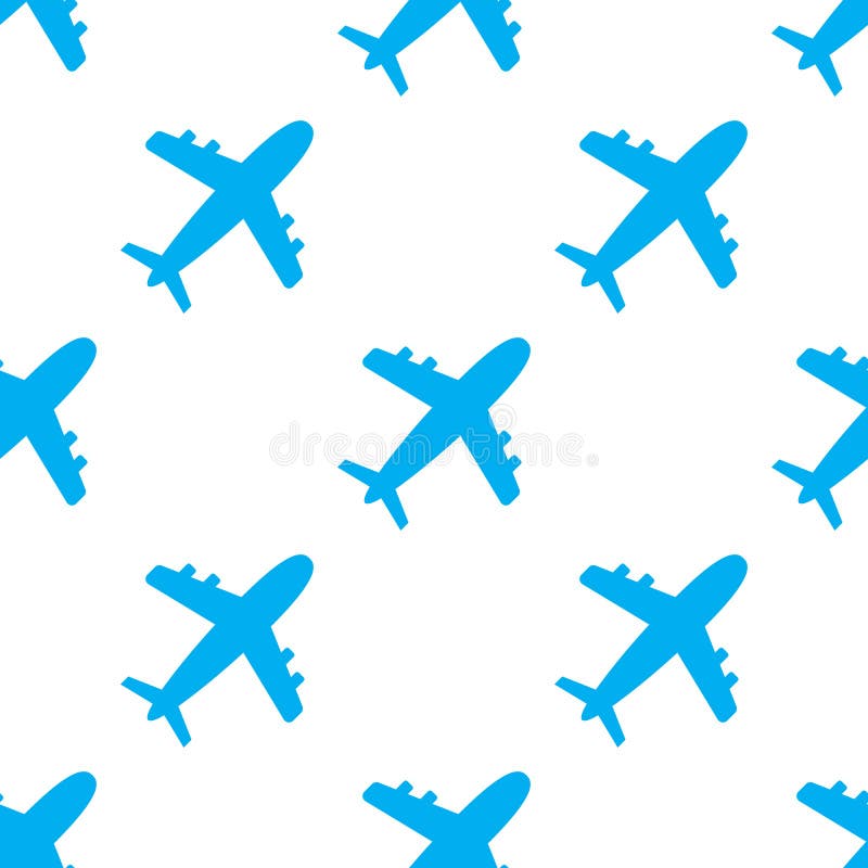 Seamless Pattern with Blue Airplanes Stock Vector - Illustration of ...