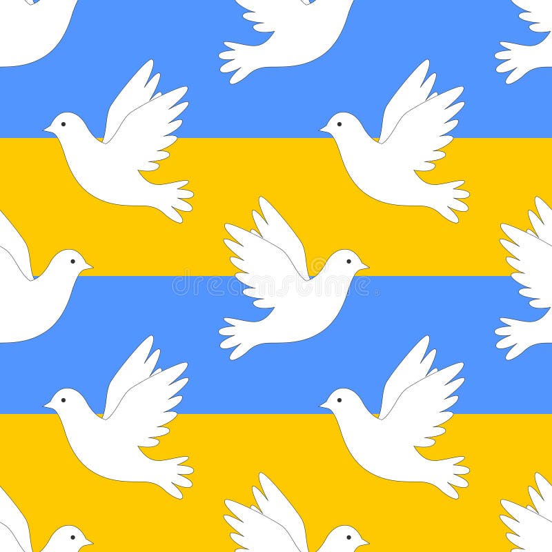 Seamless Pattern with Blue, Birds, a Symbol of Peace. Elements with an ...