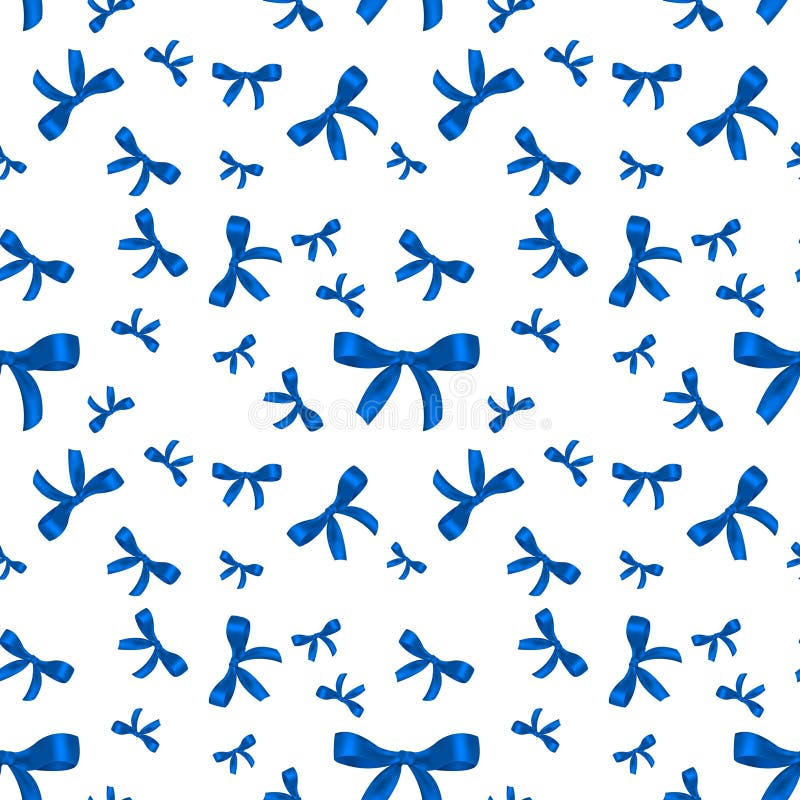 Seamless Pattern of Blue Bows. Fabric Design, Wallpaper, Packaging ...