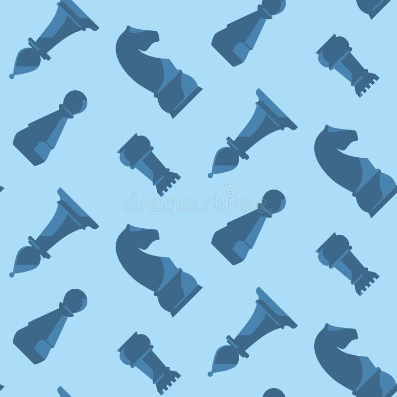 Seamless Pattern with Blue Chess Pieces Stock Vector - Illustration of ...