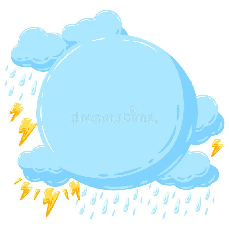 Seamless Pattern with Blue Clouds, Rain and Lightning. Cartoon Image of ...