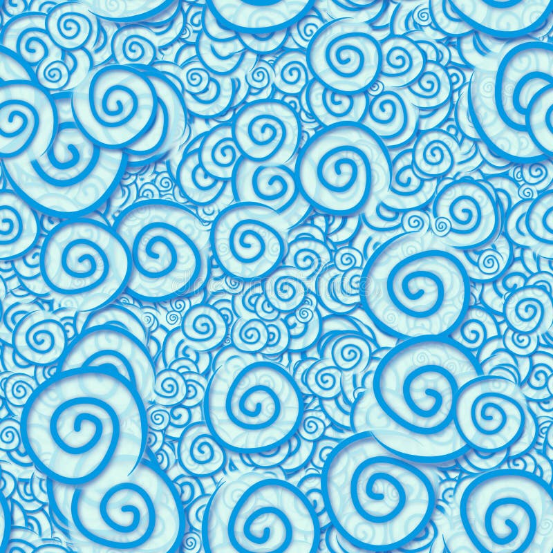 Seamless Pattern Blue Cyan Sea Wave Stock Illustration - Illustration ...