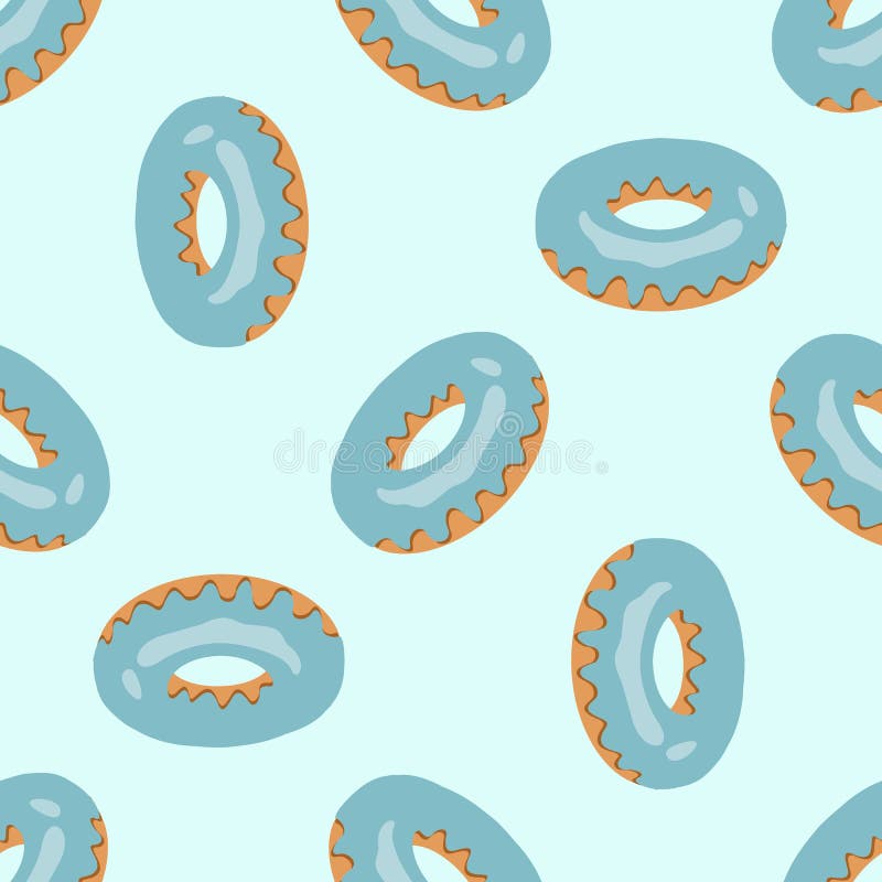 Seamless Pattern with Blue Donuts. Stock Vector - Illustration of ...