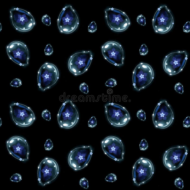 Seamless Pattern with Blue Drops Stock Illustration - Illustration of ...