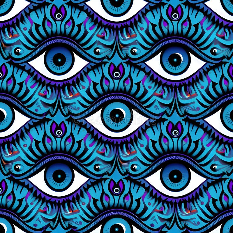 Seamless Pattern with Blue Eye. Vector Illustration for Your Design ...