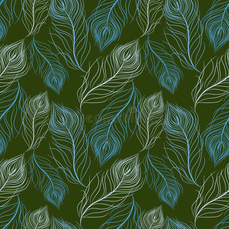 Seamless Pattern with Blue Feathers Stock Illustration - Illustration ...