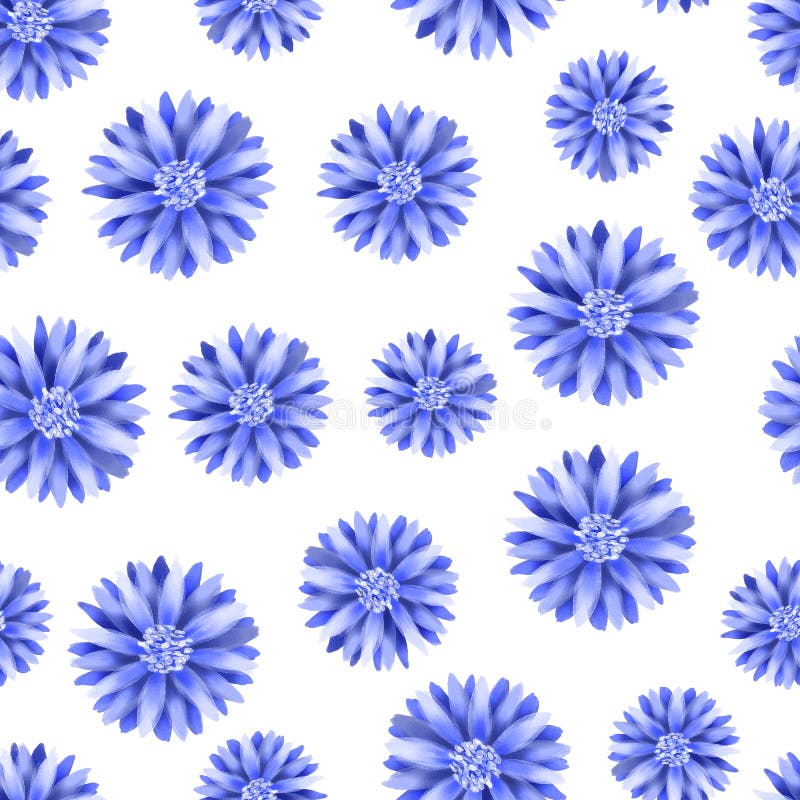 Seamless Pattern of Blue Flowers - Daisies. Spring it for Design, Print ...