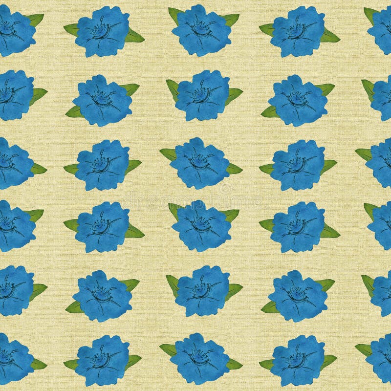 Seamless Pattern Blue Flowers Texture Canvas Background Wallpaper ...