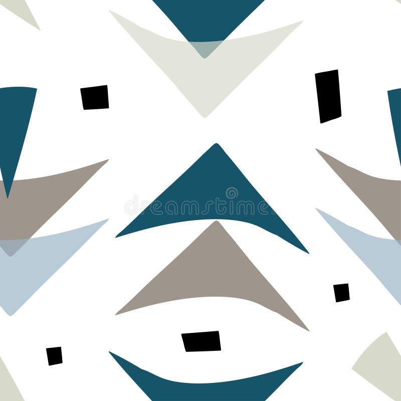 Seamless Pattern with Blue and Grey Abstract Shapes Stock Vector ...