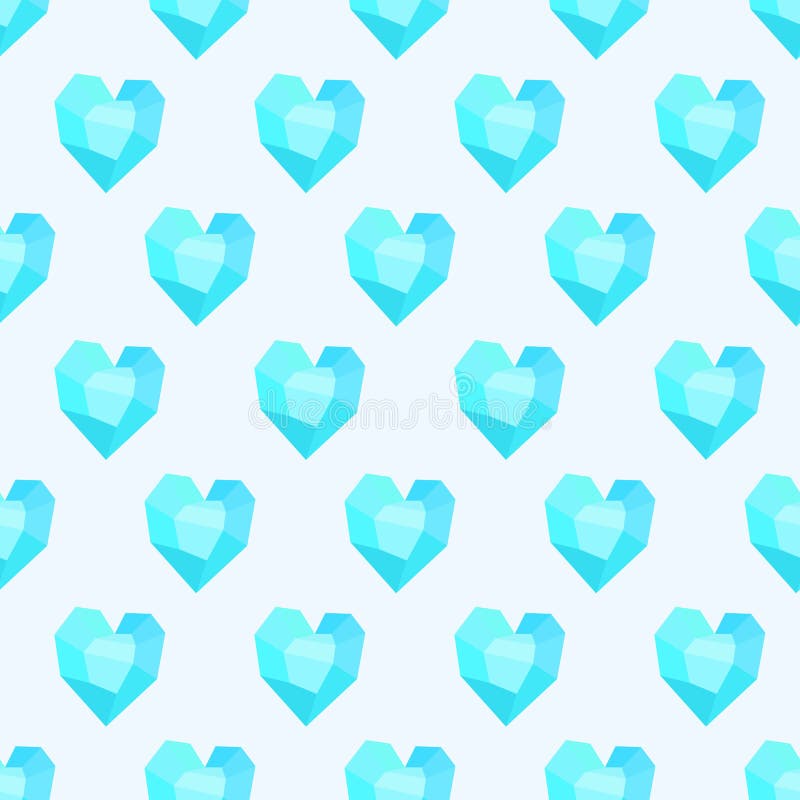 Seamless Pattern with Blue Hearts Stock Vector - Illustration of ...