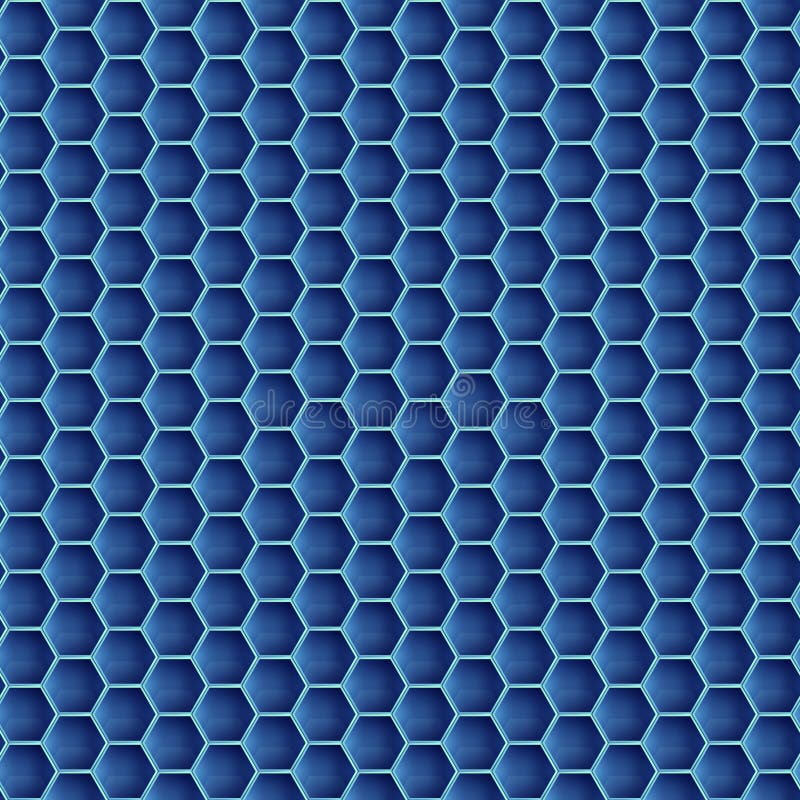 Seamless Pattern of Blue Hexagon Tiles 3D Rendering Illustration Stock ...