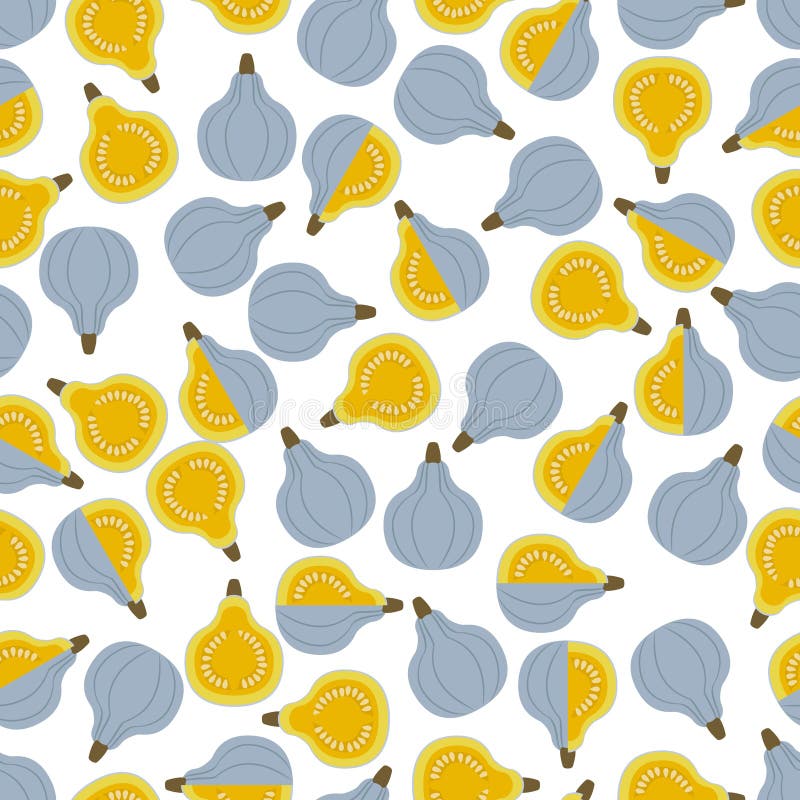 Seamless Pattern Blue Hubbard Squash. Flat Design Stock Vector ...