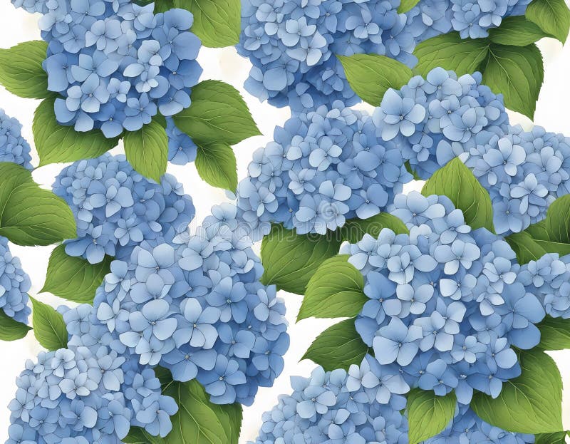 Seamless Pattern of Blue Hydrangea Flowers Stock Illustration ...