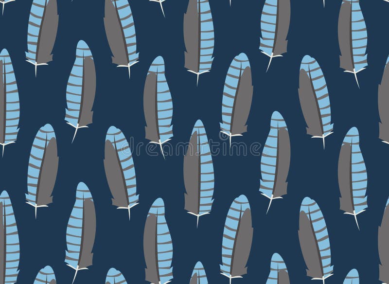 Seamless Pattern with Blue Jay Feathers. Stock Vector - Illustration of ...