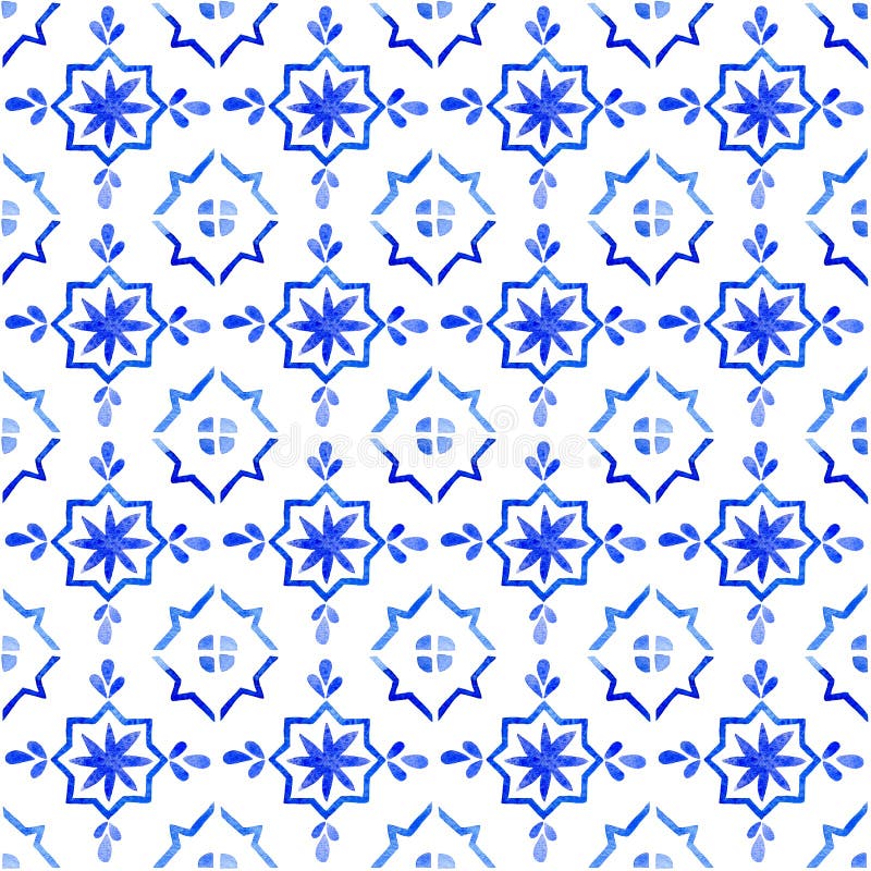 Seamless Pattern with Blue Moroccan Tiles Stock Illustration ...