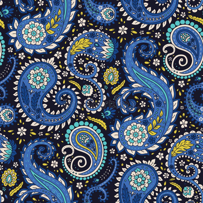 Blue paisley pattern stock vector. Illustration of decor - 35542373