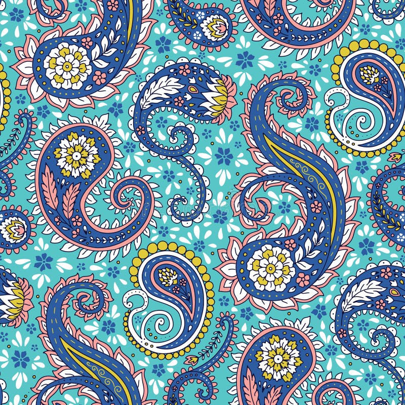 Blue paisley pattern stock vector. Illustration of decor - 35542373