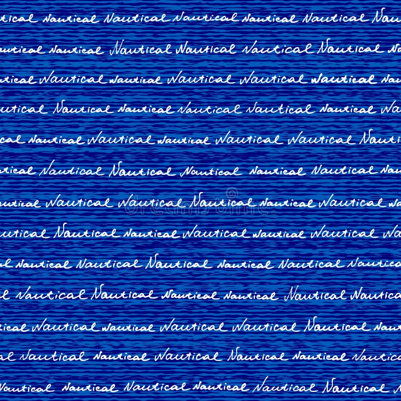 Blue Pattern and Hand Draw in Marine Style. Stock Illustration ...