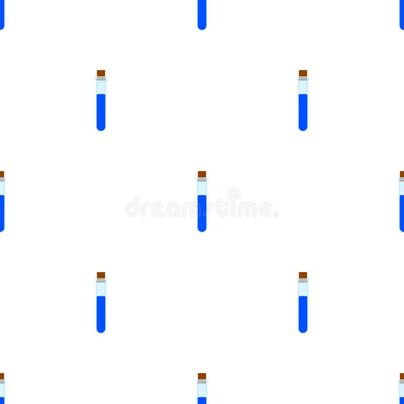 Seamless Pattern with Blue Potion Icons. Cartoon Magic Healing Elixir ...