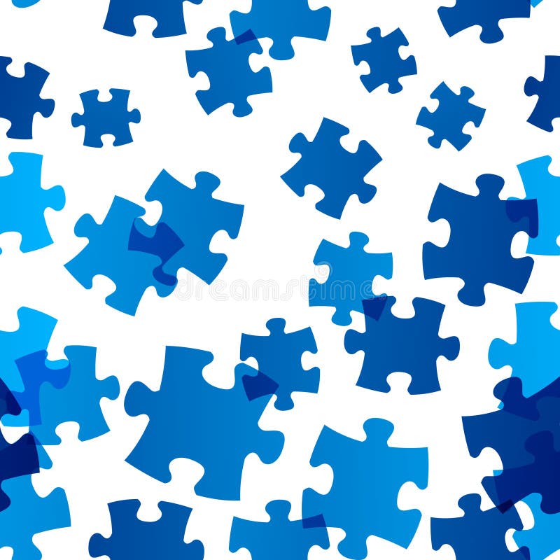Seamless Pattern with Blue Puzzle Stock Vector - Illustration of ...