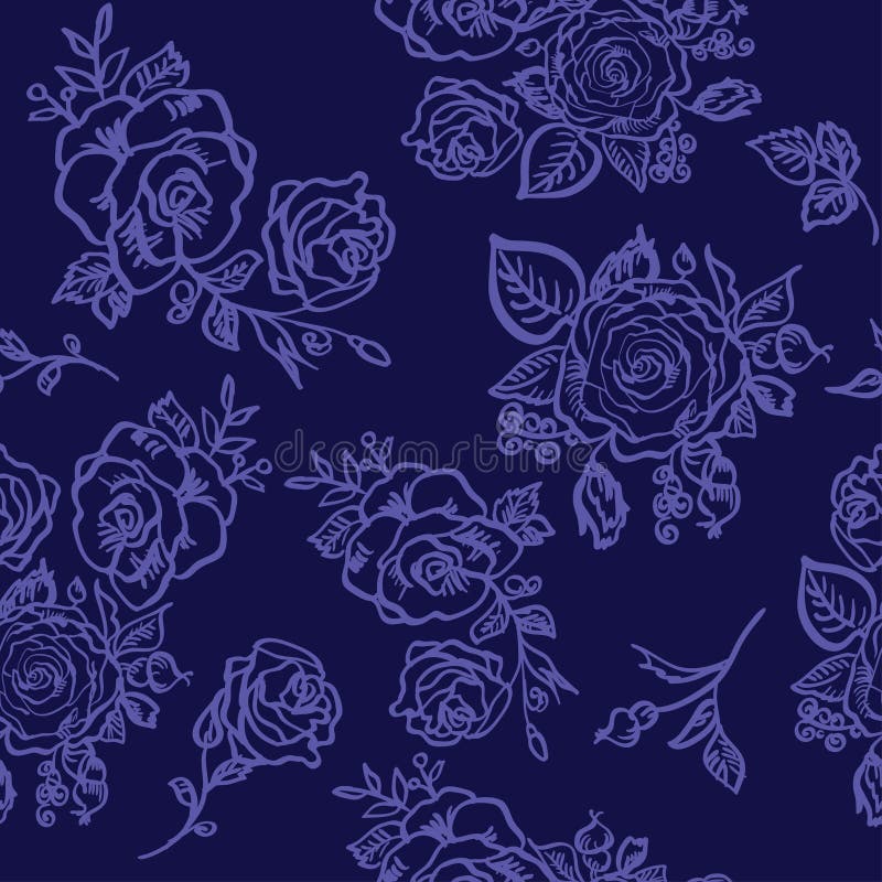 Seamless pattern blue rose stock vector. Illustration of abstract ...